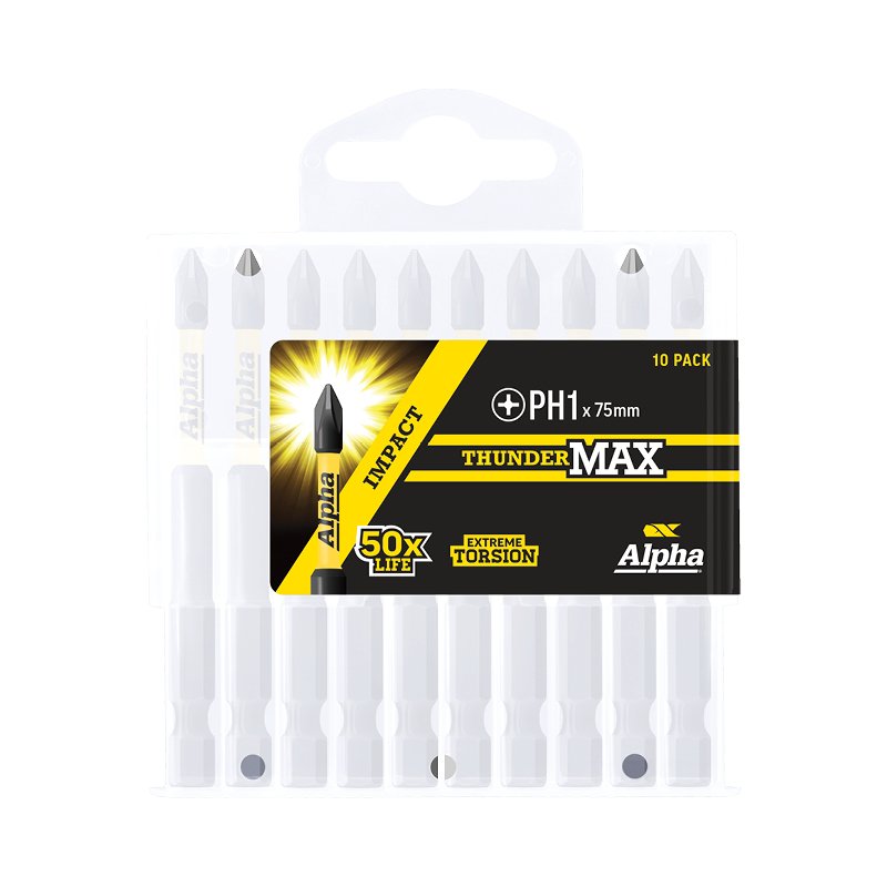 Alpha - Thundermax Ph1 x 75mm Impact Power Bit Handipac () | Alpha – Industrial Shed