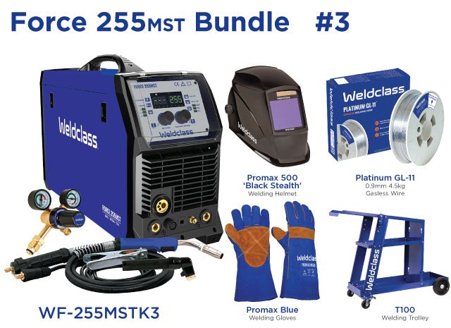 Welder FORCE 255MST Bundle | WF-255MSTK3 | Equipped for () | Weldclass – Industrial Shed