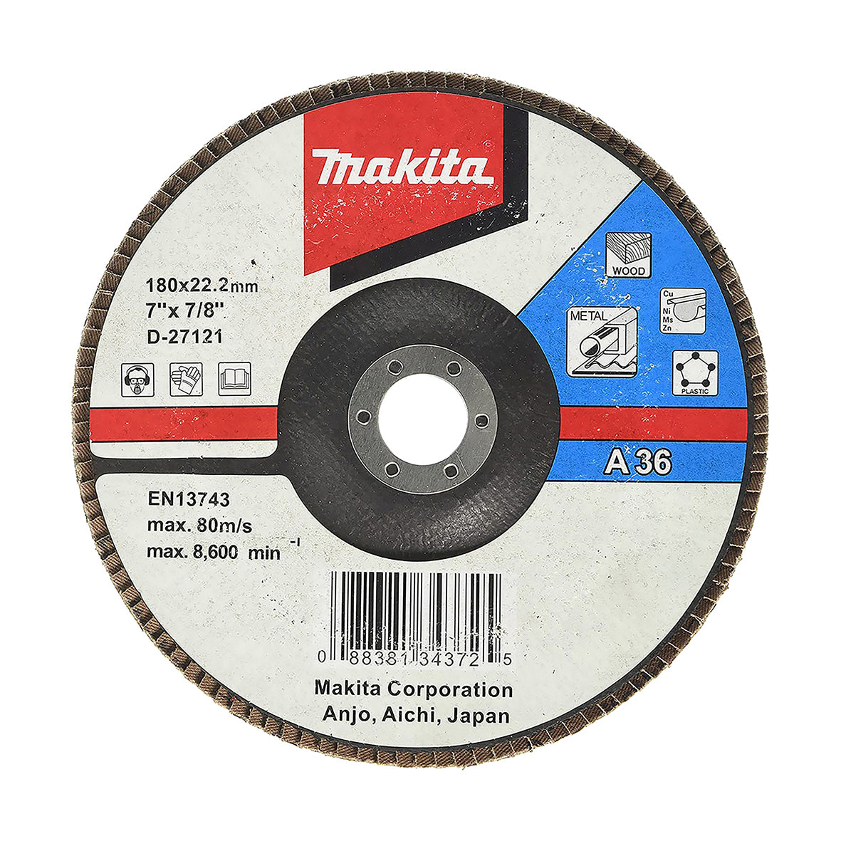 Makita - 180mm FLAP DISC 36# Grit - Aluminium Oxide - A () | Makita ...