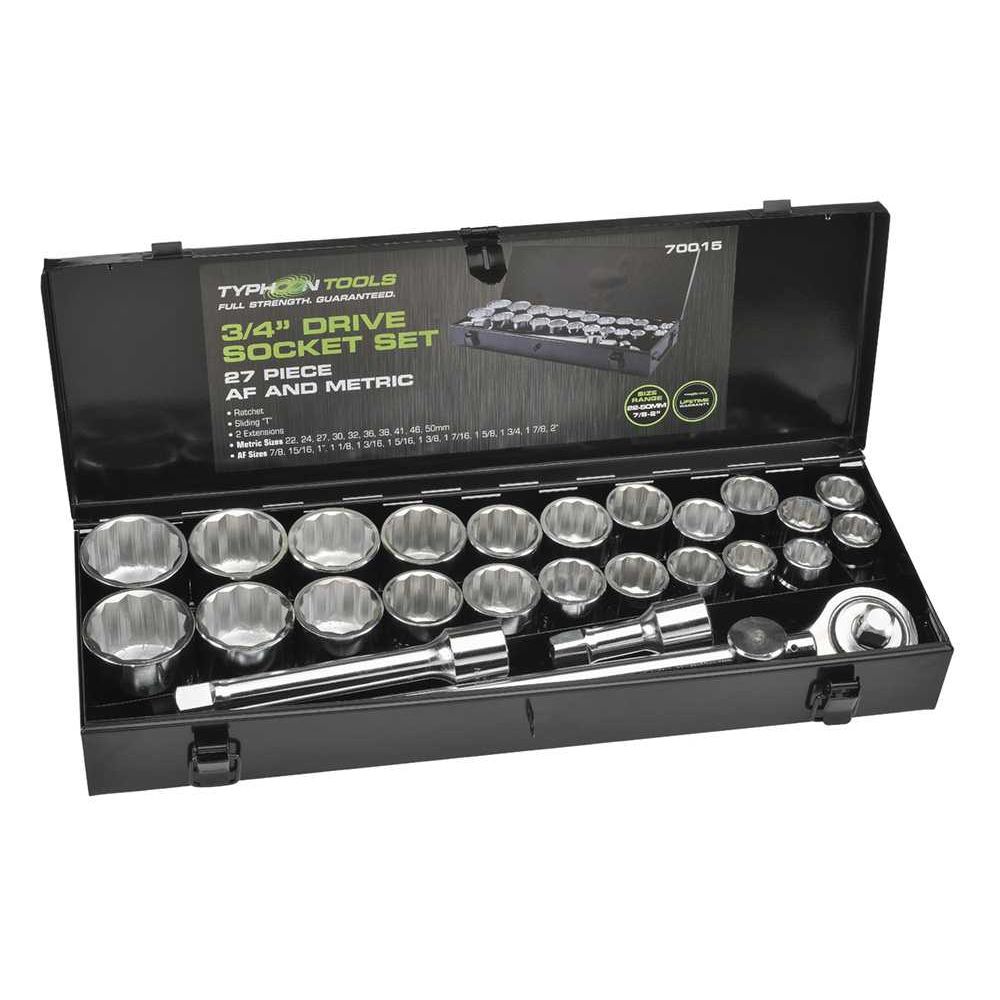 Typhoon Tools - Socket Set 27 Pce 3/4" DR AF & Metric | () | Typhoon ...